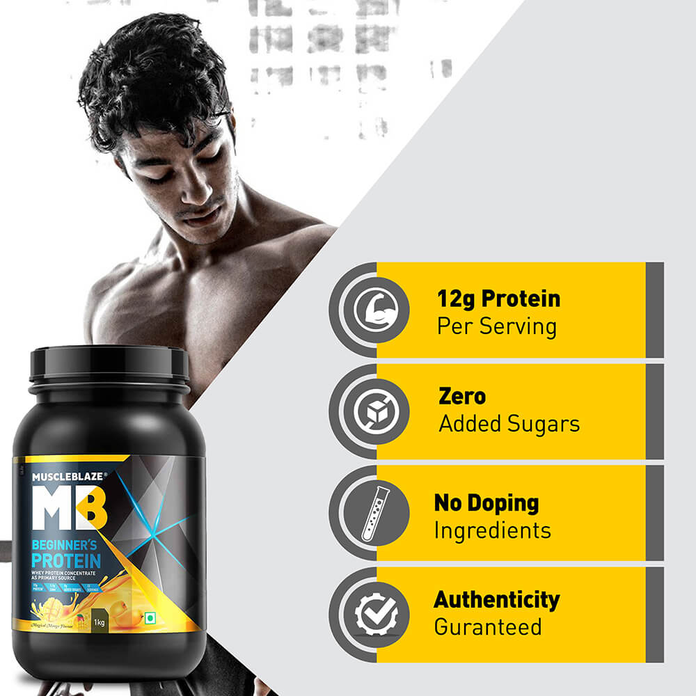 Whey Protein Powder for Beginners (2.2 lb) Magical Mango - MuscleBlaze