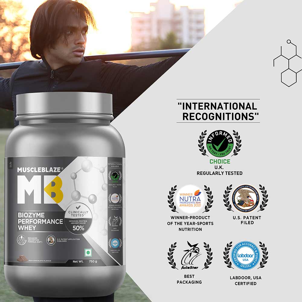MuscleBlaze Biozyme Performance Whey Protein (4.4 lb / 2kg Rich Chocolate)