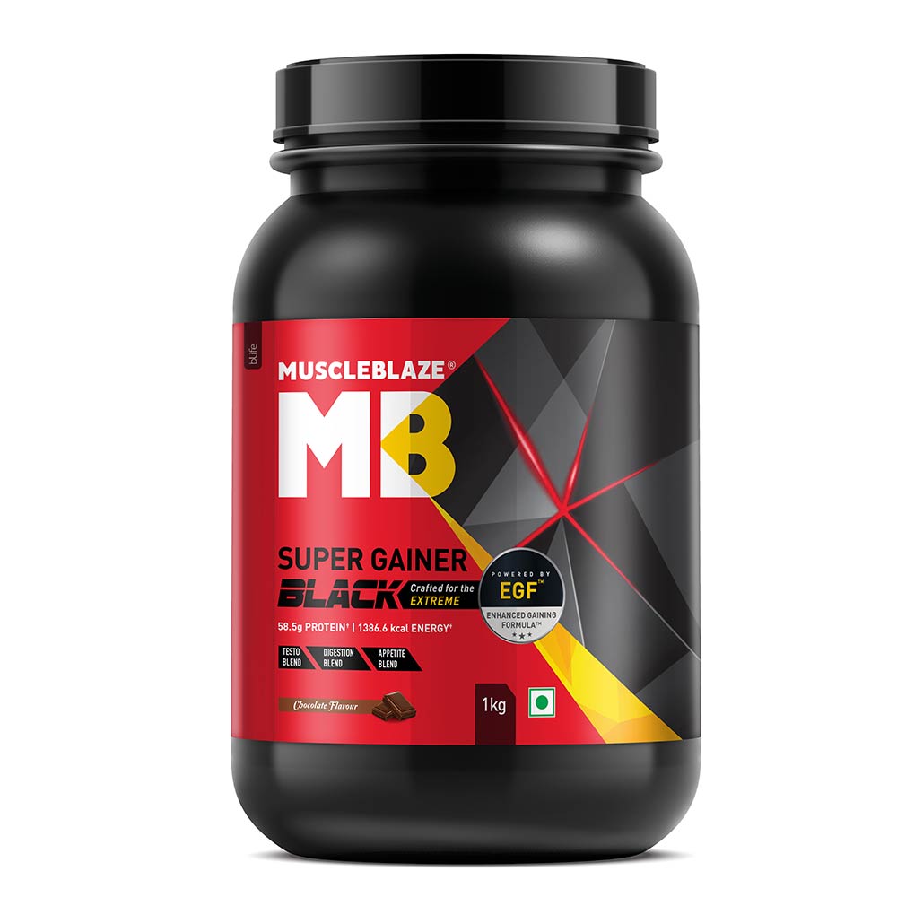 MuscleBlaze Super Gainer Black, 2.2 lb Chocolate | HealthKart