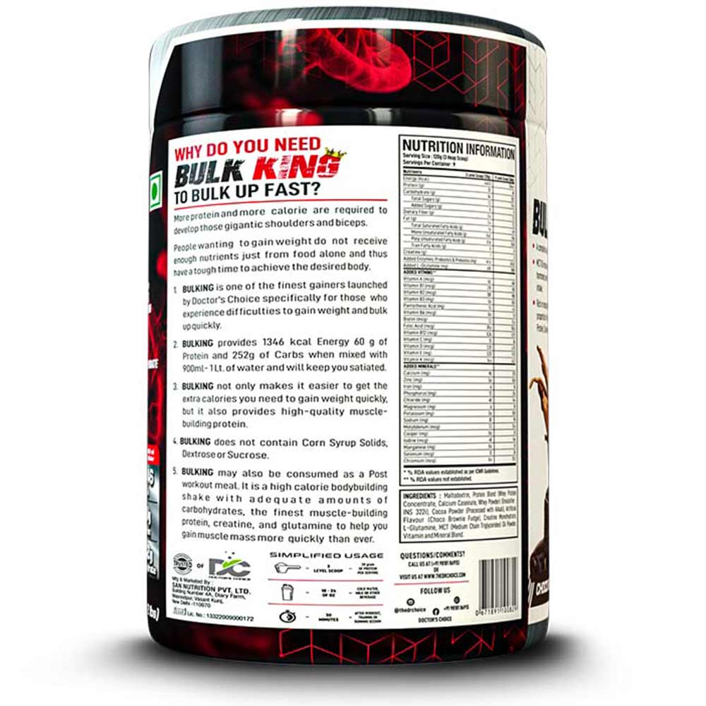 DOCTOR'S CHOICE Bulk King Advanced Mass and Weight Gainer, 2.2 lb Choco ...